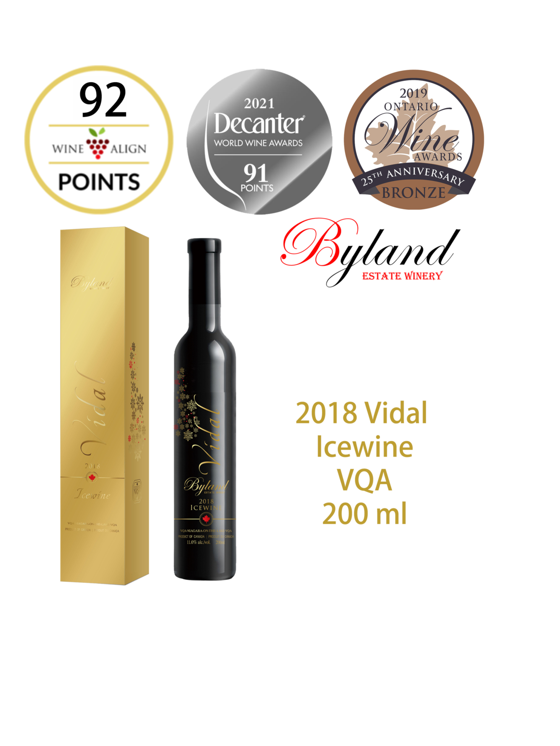 Vidal Icewine 200ml 2018 – Byland Estate Winery
